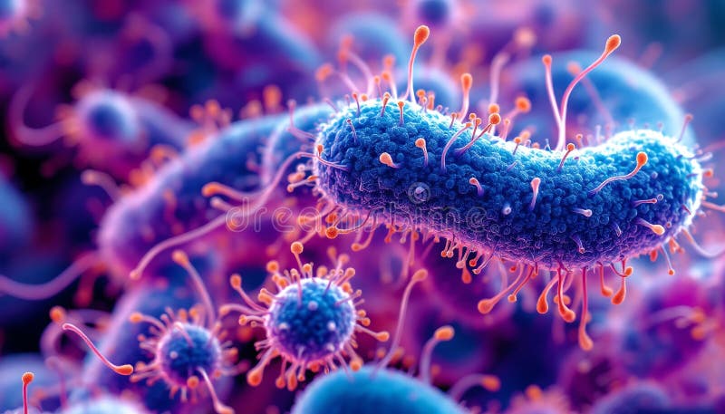 Microscopic View of Bacteria: Colorful 3D Render of Infectious ...