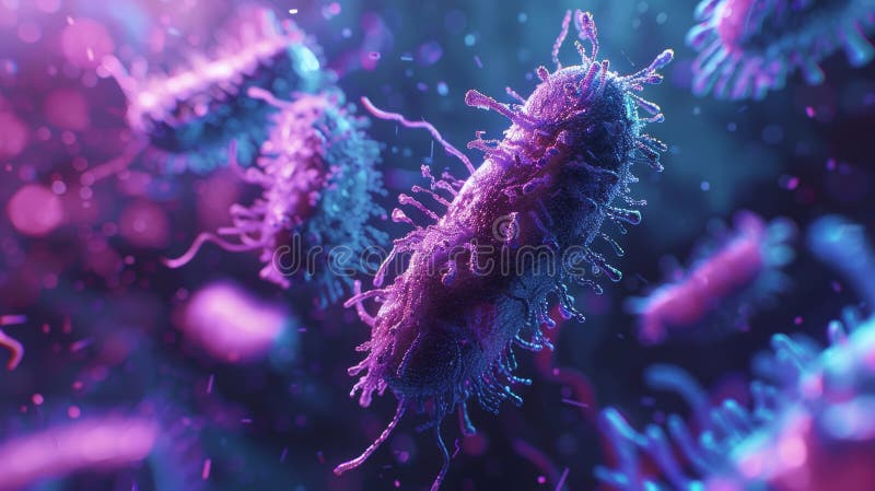 Microscopic View of Bacteria, Colorful and Detailed, Abstract ...