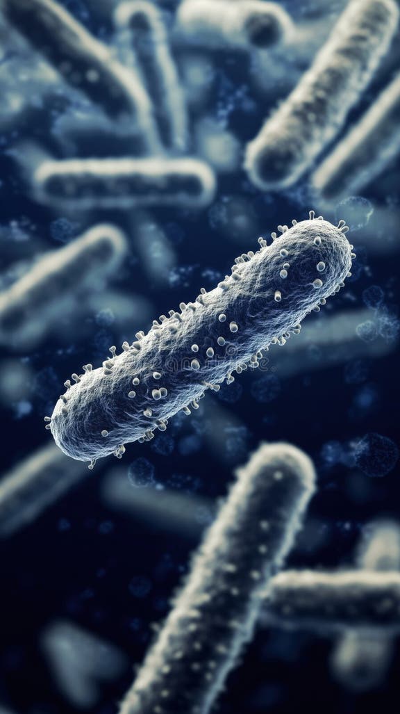 Microscopic View of Bacteria in a Dark Blue Environment Stock ...