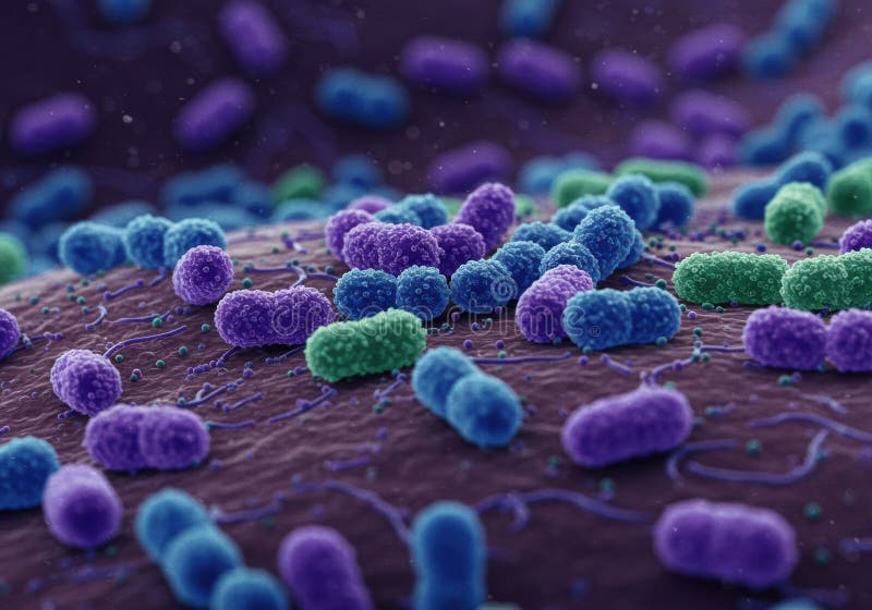 Microscopic View of Bacteria: Diverse Microorganisms in a Colorful ...