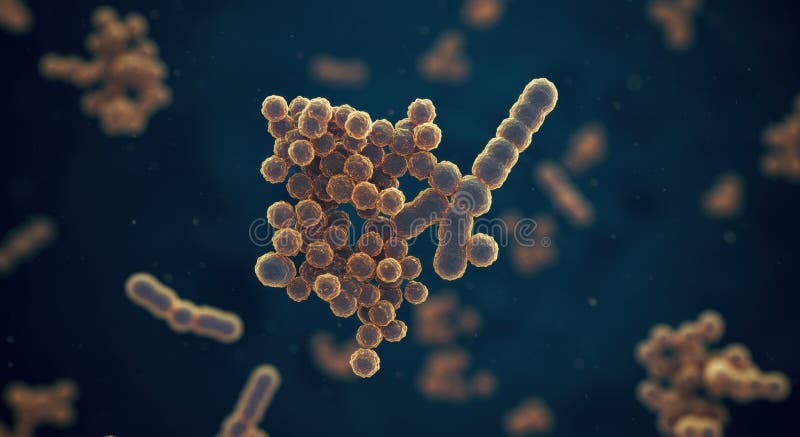 Microscopic View of Bacteria Floating in a Dark Blue Background Stock ...