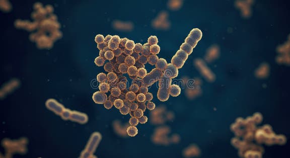 Microscopic View of Bacteria Floating in a Dark Blue Background Stock ...