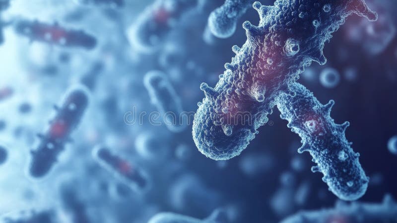 Microscopic View of Bacteria, Germs, or Virus Cells. Illness, Disease ...
