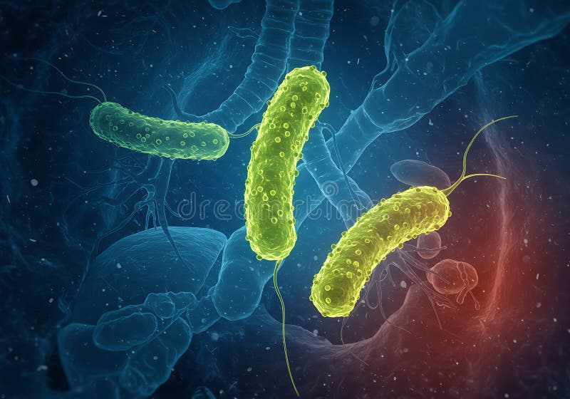 Microscopic View of Bacteria in Human Respiratory System Detailed 3D ...