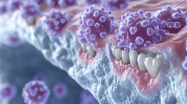 Microscopic View of Bacteria Infecting Gums and Teeth Stock ...