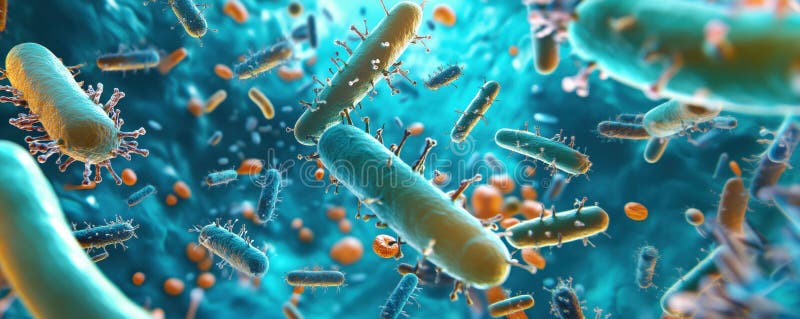 Microscopic View of Bacteria and Microorganisms in Vibrant Colors and ...