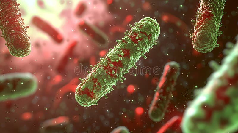 Microscopic View of Bacteria Multiplying in a Red Environment Stock ...