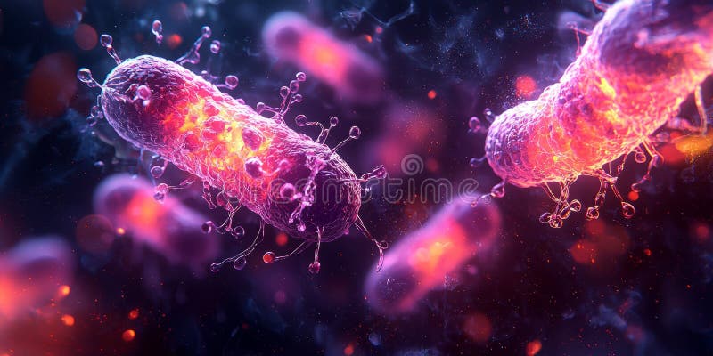 Microscopic View of Bacteria and Particles in a Glowing Liquid ...