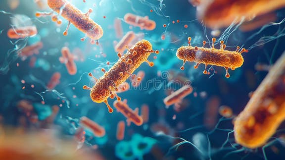 Microscopic View of Bacteria and Particles in a Glowing Liquid ...