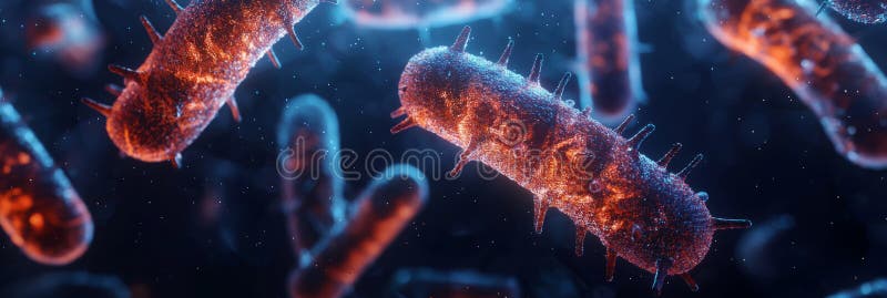 Microscopic View of Bacteria and Particles in a Glowing Liquid ...
