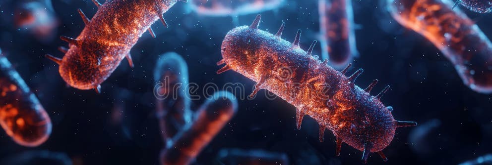 Microscopic View of Bacteria and Particles in a Glowing Liquid ...