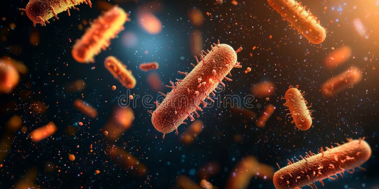 Microscopic View of Bacteria and Particles in a Glowing Liquid ...