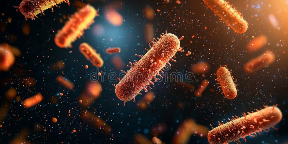 Microscopic View of Bacteria and Particles in a Glowing Liquid ...