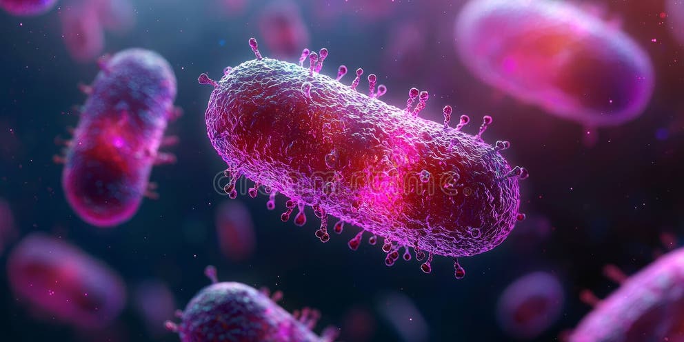 Microscopic View of Bacteria and Particles in a Glowing Liquid ...