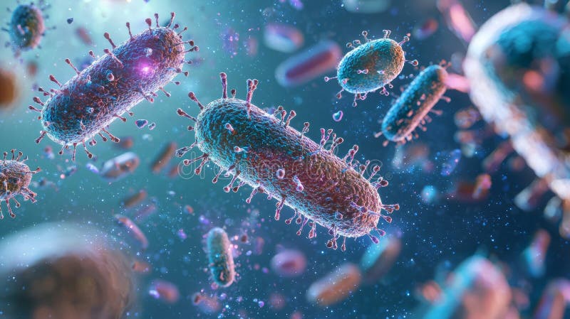 Microscopic View of Bacteria and Particles in a Glowing Liquid ...