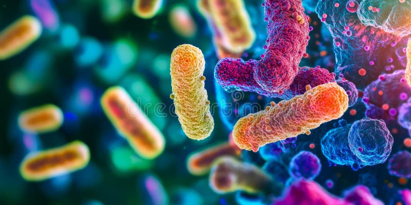 Microscopic View of Bacteria and Particles in a Glowing Liquid ...