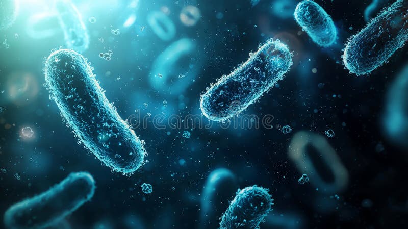 Microscopic View of Bacteria and Particles in a Glowing Liquid ...