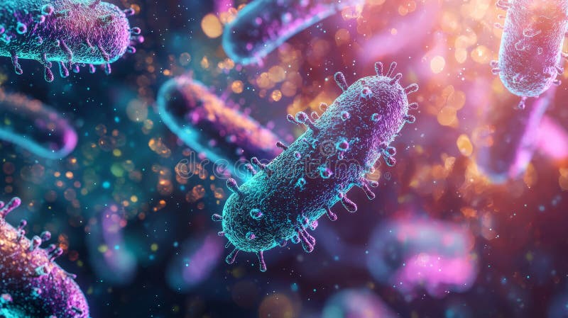 Microscopic View of Bacteria and Particles in a Glowing Liquid ...
