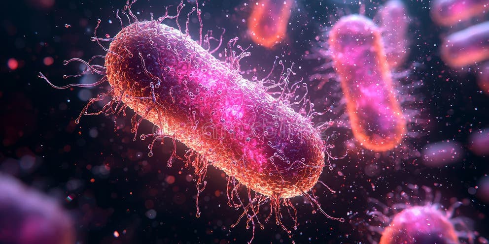 Microscopic View of Bacteria and Particles in a Glowing Liquid ...