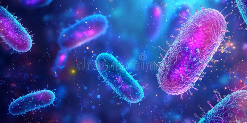 Microscopic View of Bacteria and Particles in a Glowing Liquid ...
