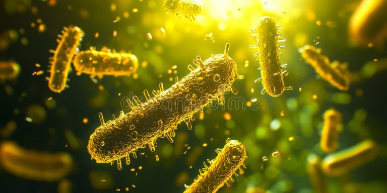 Microscopic View of Bacteria and Particles in a Glowing Liquid ...