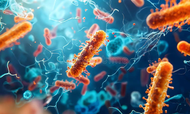 Microscopic View of Bacteria and Particles in a Glowing Liquid ...