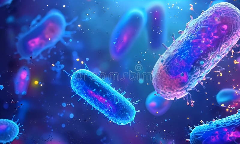 Microscopic View of Bacteria and Particles in a Glowing Liquid ...