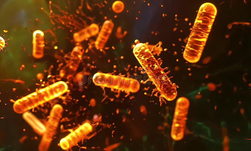 Microscopic View of Bacteria and Particles in a Glowing Liquid ...