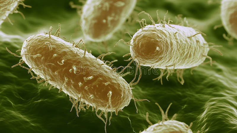 Microscopic View of Bacteria with Pili Stock Illustration ...