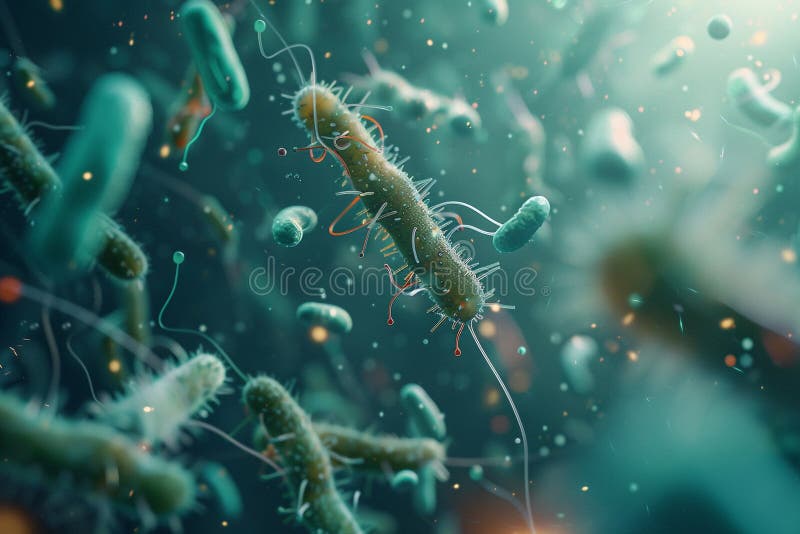 Microscopic View of Bacteria Swimming in a Fluid Environment Showing ...