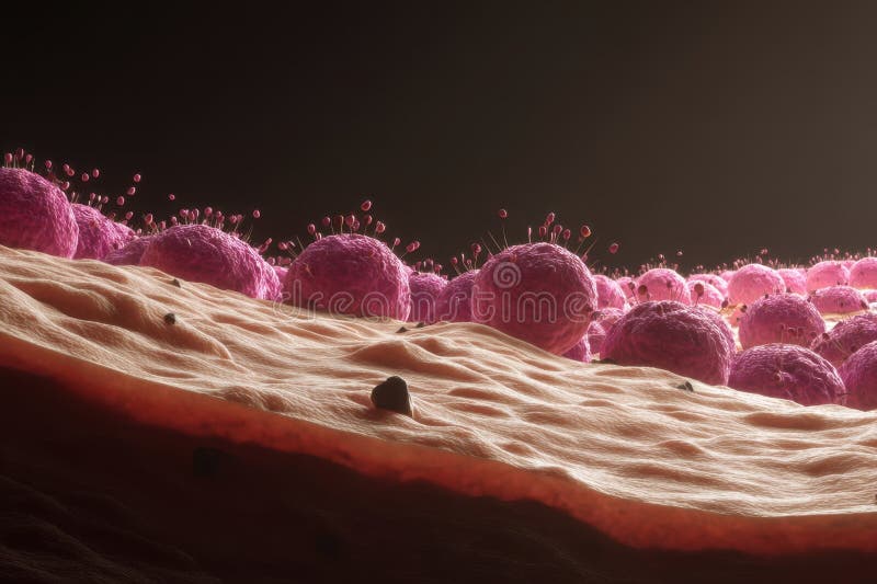 Microscopic View of Bacteria on Tissue Surface in Scientific. Stock ...