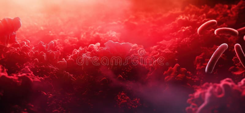Microscopic View of Bacteria in a Vibrant Red Environment Showcasing ...