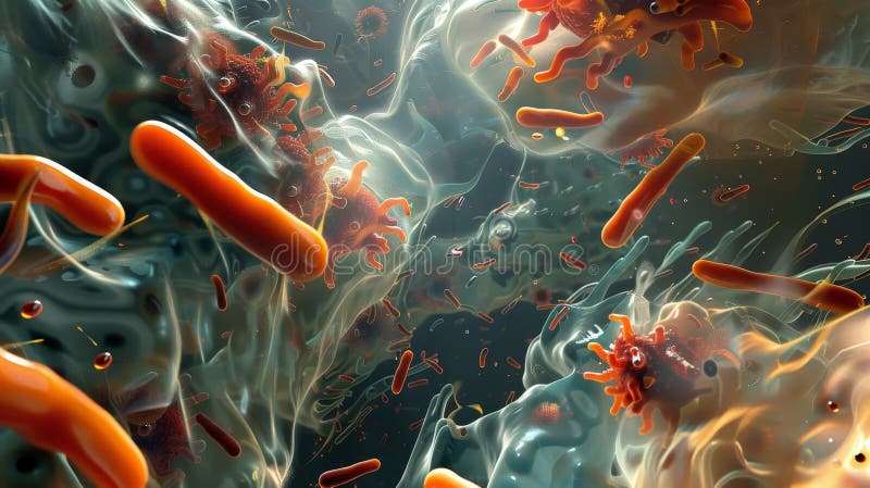 Microscopic View of Bacteria and Viruses in Biological Environment ...
