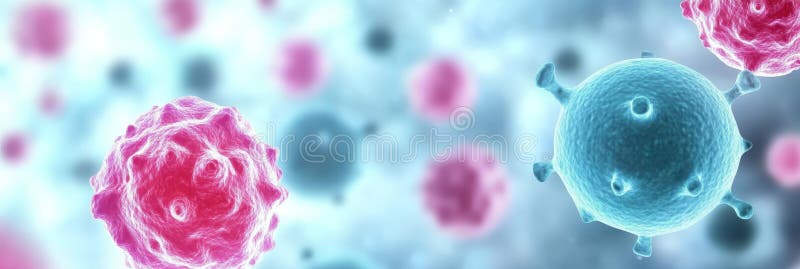 Microscopic View of Bacteria, Viruses, or Cells in a Bright Blue and ...