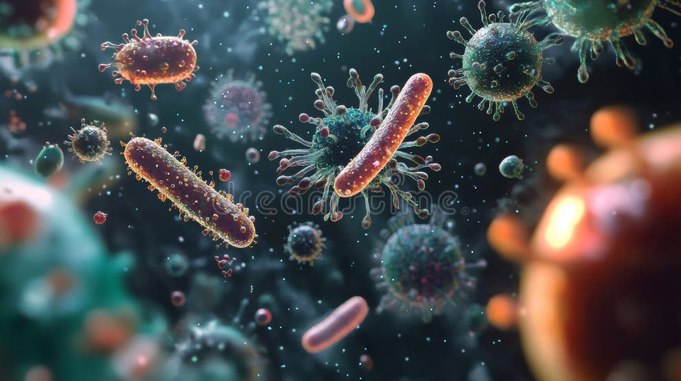 Microscopic View of Bacteria and Viruses in a Cellular Environment ...