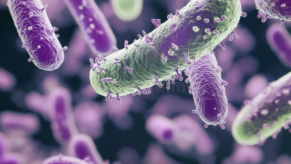 Microscopic View of Bacteria and Viruses: a 3D Illustration of ...