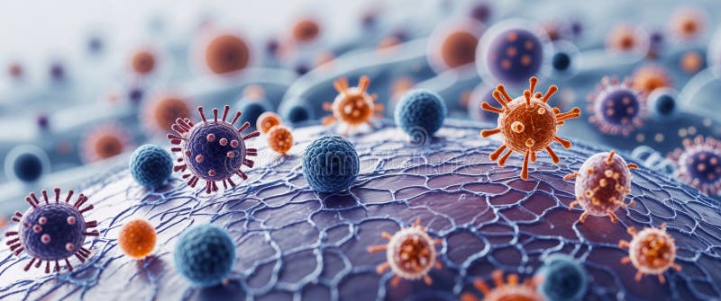 Microscopic View of Bacteria and Viruses Interacting on a Cell Surface ...