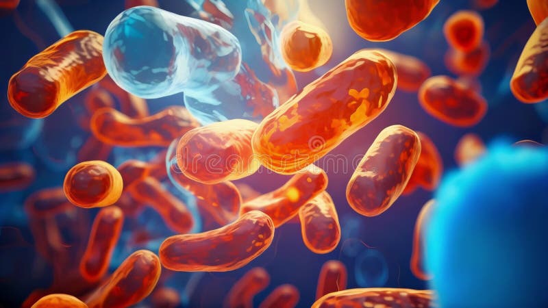 Microscopic View of Round Cellular Structures in a Light Blue and ...