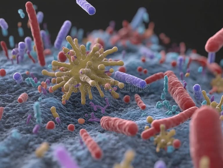 Microscopic View of Bacteria and Viruses Populating Intestinal ...