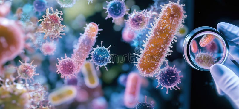 Microscopic View of Bacteria and Viruses Under Magnification with ...