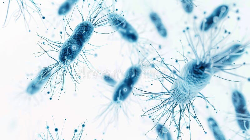 Microscopic View of Bacterial Conjugation in Blue Tones Stock ...