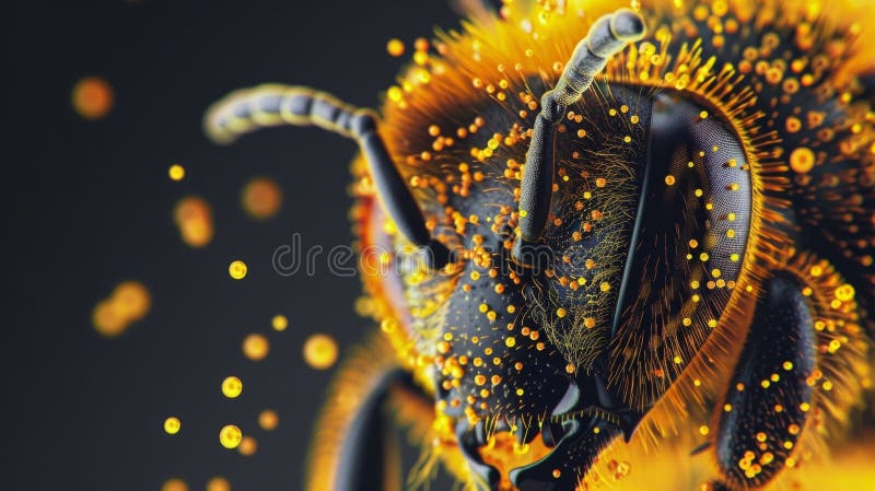 A Microscopic View of a Bees Body Covered in Pollen Grains Highlighting ...