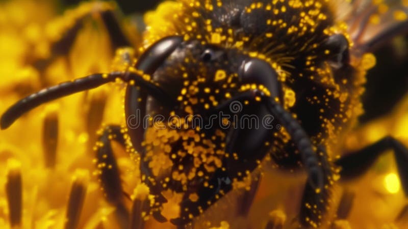 A Microscopic View of a Bees Body Covered in Pollen Grains Highlighting ...