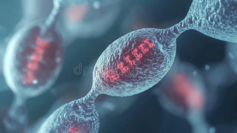 Microscopic View of Binary Fission in Bacterial Cells Highlighting Dna ...