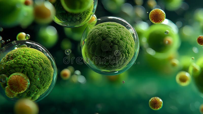 Microscopic View of Biological Cells and Pathogens Stock Illustration ...