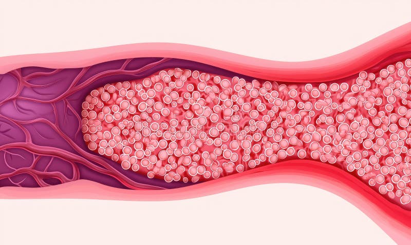 Microscopic View of Blood Cells Flowing through a Vein, Highlighting ...