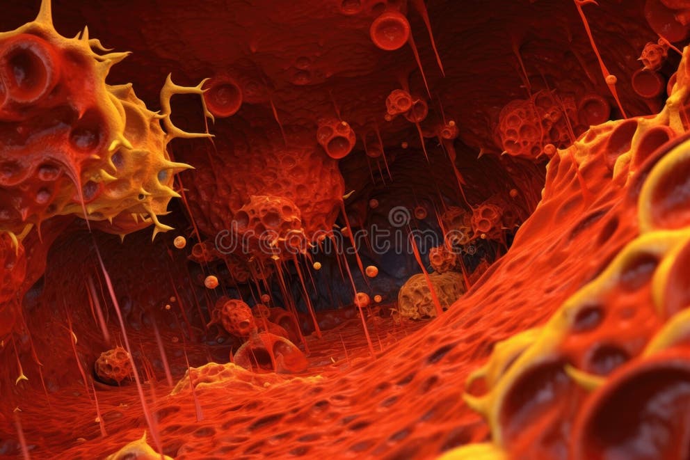 Microscopic View of Blood Cells in Motion Stock Illustration ...
