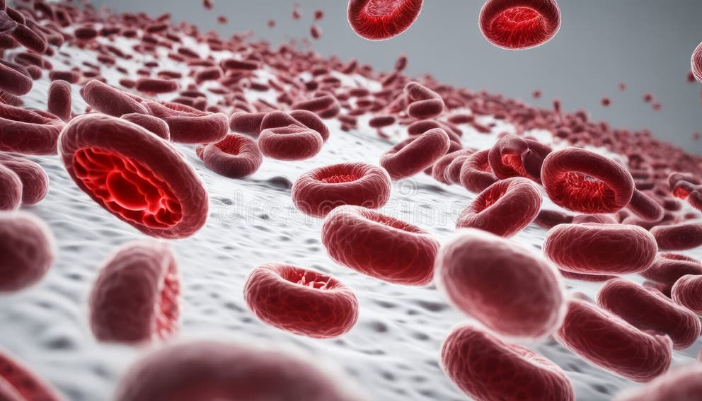 Microscopic View of a Blood Sample with Red Blood Cells Stock ...