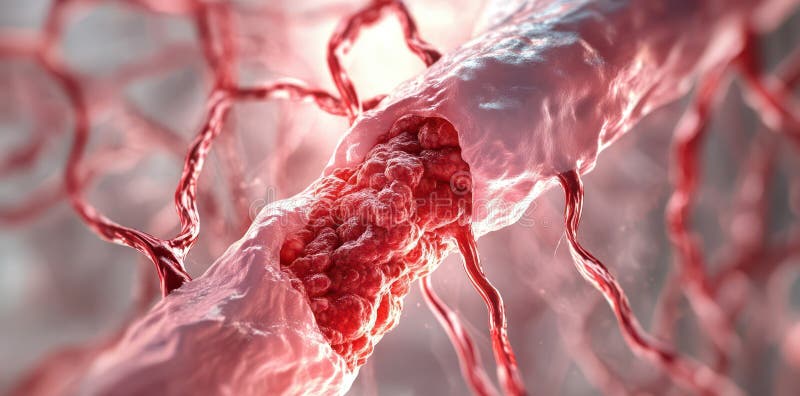 Microscopic View of a Blood Vessel with a Clot Stock Illustration ...