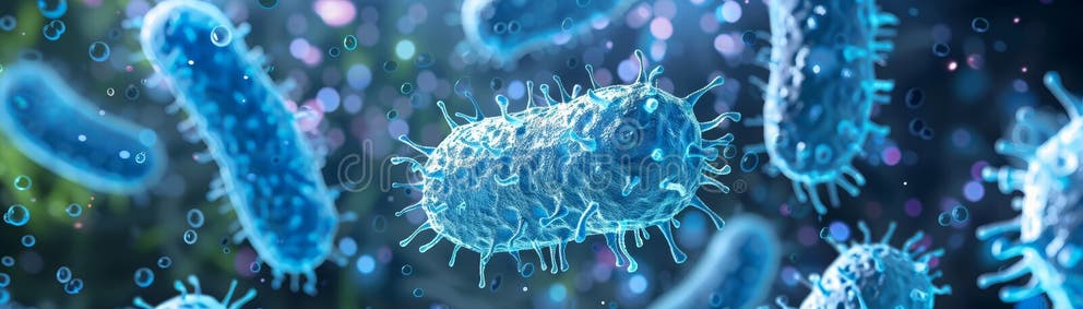 Microscopic View of Blue Bacteria Cells Stock Illustration ...